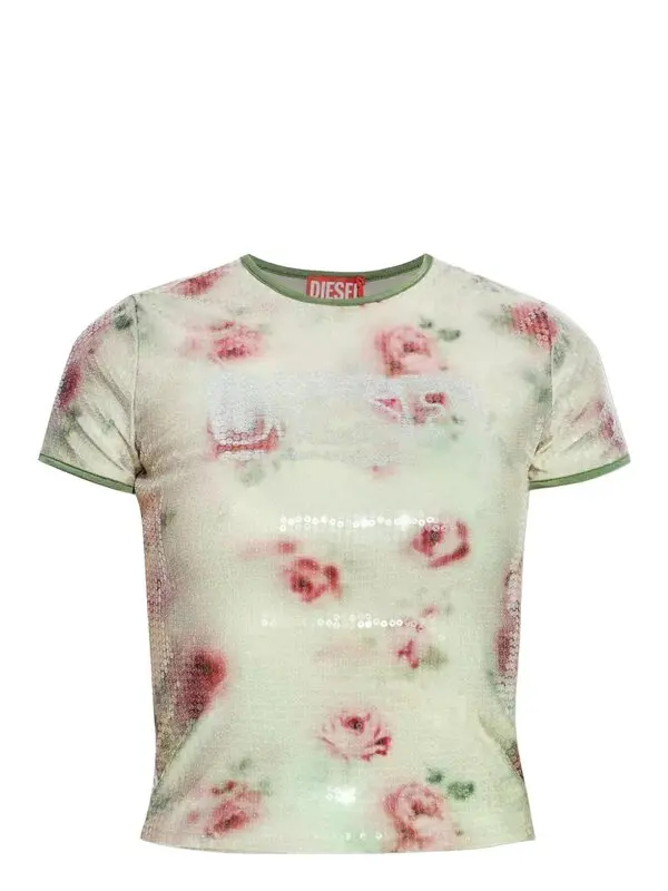 DIESEL Floral Sequin T-shirt - Neutrals