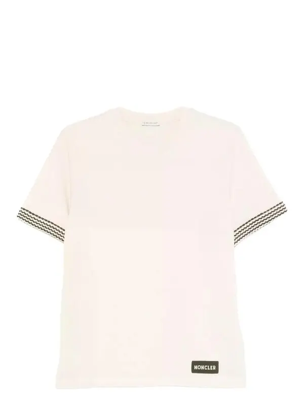 Moncler Patterned-sleeve T-shirt - Neutrals