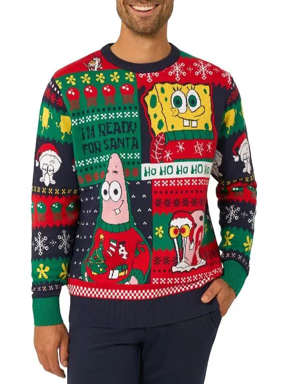 Opposuits Spongebob Christmas Crewneck Sweater - Green Multi