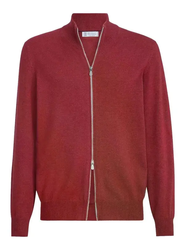 Brunello Cucinelli Cashmere Turtleneck Cardigan - Red