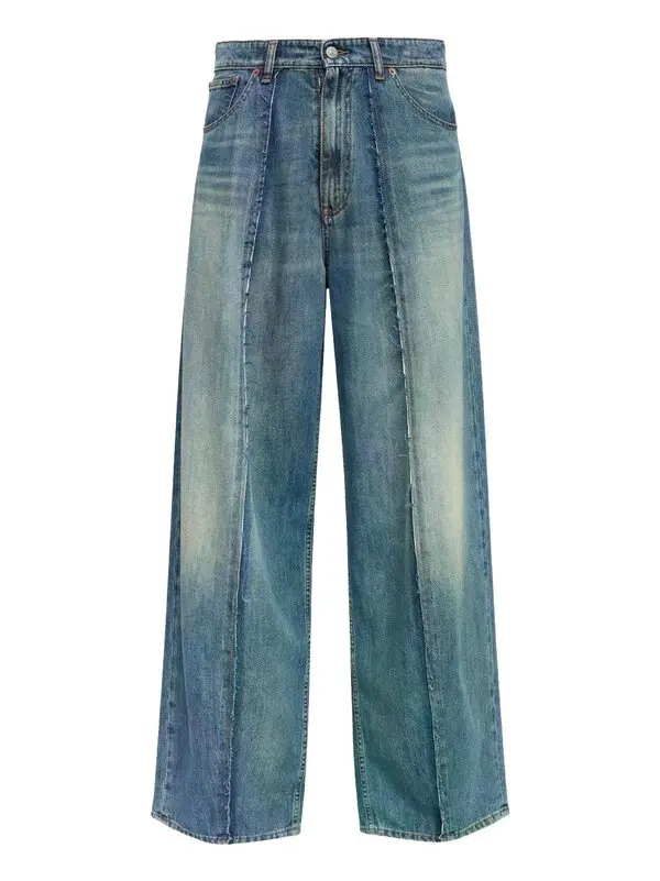 MAISON MARGIELA Paneled Wide Leg Jeans - Blue