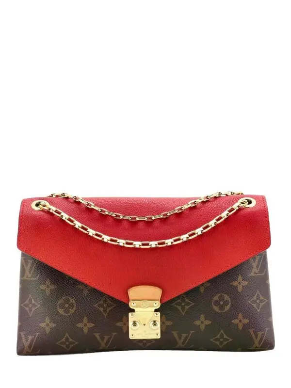 LOUIS VUITTON Pallas Chain Monogram Canvas And Calfskin Shoulder Bag - Brown