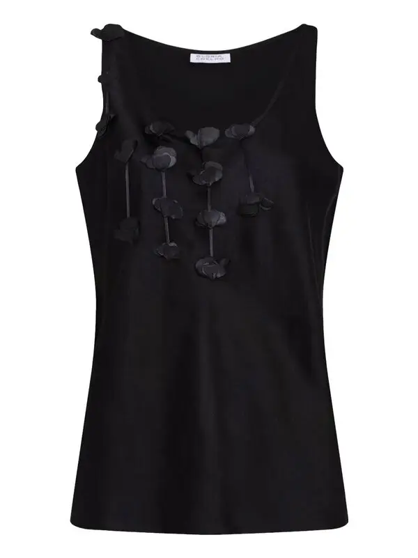 GLORIA COELHO Floral-detail Sleeveless Blouse - Black