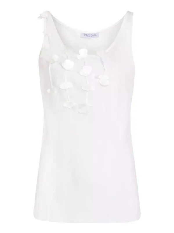 GLORIA COELHO Floral Sleeveless Blouse - White