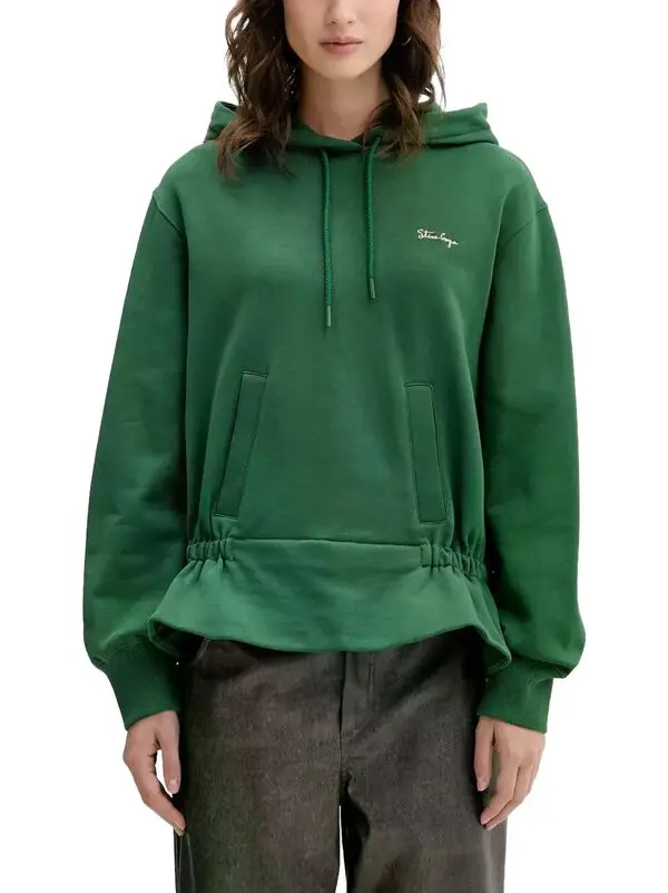 Stine Goya Drawstring-fastening Ruffled Hoodie - Green