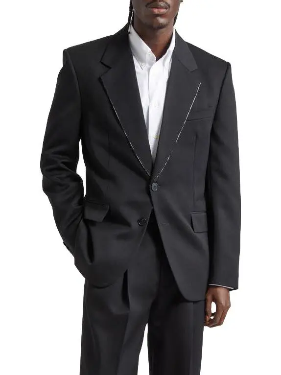 Givenchy Raw Edge Lapel Wool Sport Coat - Black