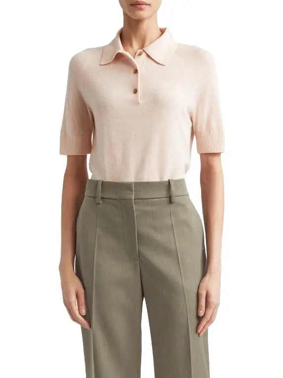 Victoria Beckham Extrafine Merino Wool Polo - Pale Rose