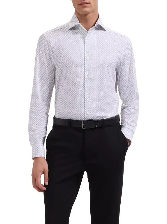 Bugatchi Devon Ooohcotton® Dot Print Button-up Shirt - White