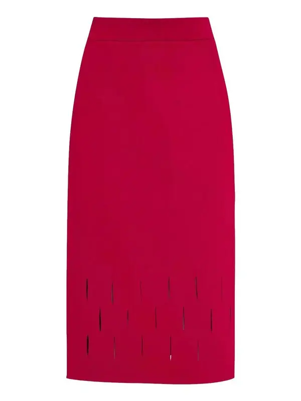 GLORIA COELHO Laser-cut Midi Skirt - Red