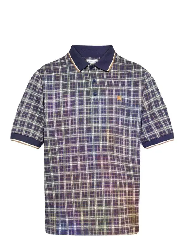 Burberry Pelham Check-pattern Logo-detail Polo Shirt - Blue