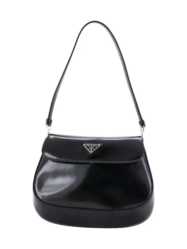Prada Cleo Flap Shoulder Bag Spazzolato Leather - Black