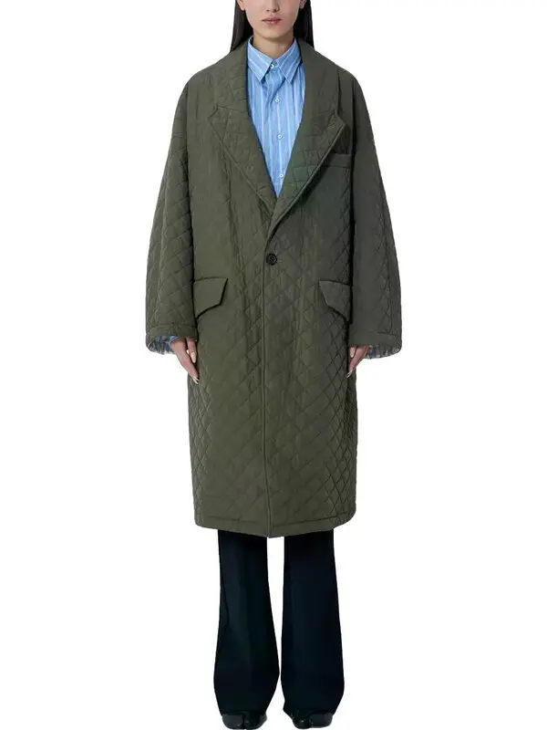 MAISON MARGIELA Notched-lapels Quilted Coat - Green