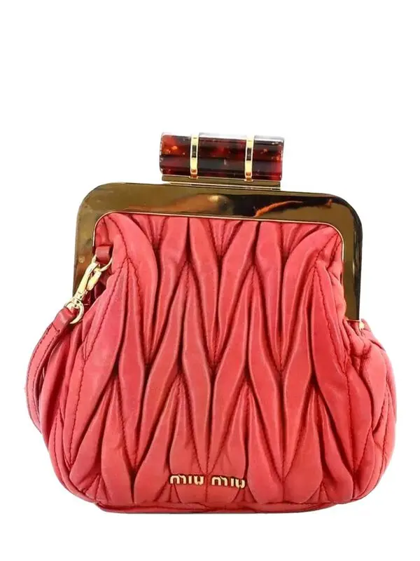Miu Miu Kisslock Frame Clutch With Chain - Pink