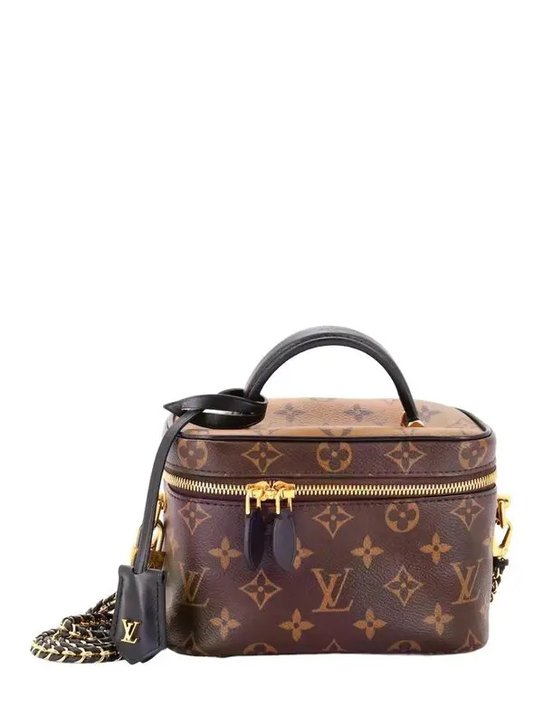 LOUIS VUITTON Vanity Handbag Reverse Monogram Canvas Pm Satchel - Brown