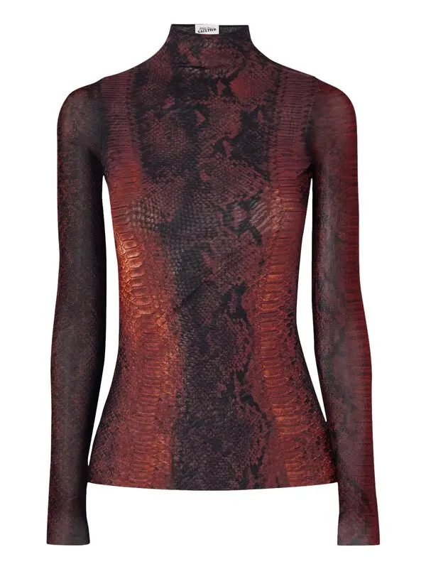 Jean Paul Gaultier Snake- Mesh Top - Brown