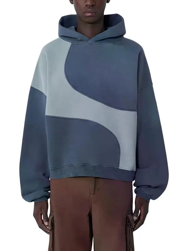 ERL Wave Motif Hooded Sweatshirt - Blue