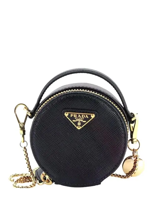 Prada Top Handle Saffiano Leather Mini Crossbody Bag - Black