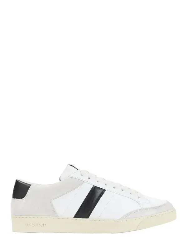 TOM FORD Suede Grain Leather Low Top Sneakers - White