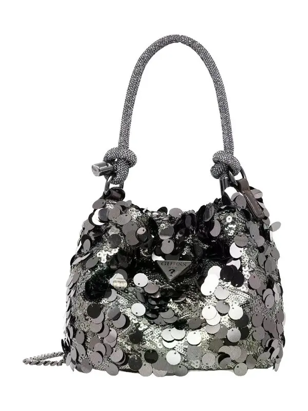 Guess Logo-plaque Sequin Crossbody Bag - Grey