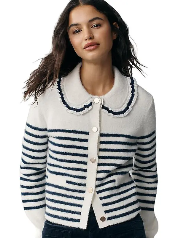NVLT Striped Knit Jacket - Blue Stripe