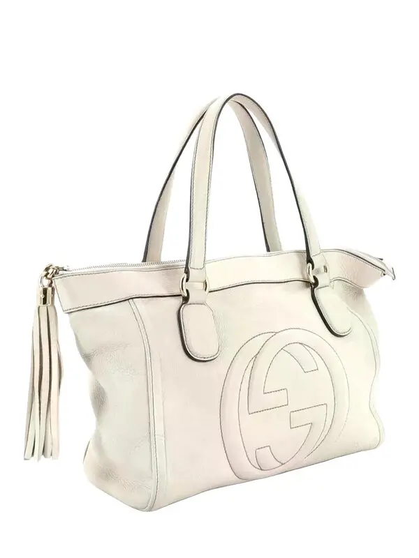 Gucci Soho Zip Leather Small Tote Bag - Neutrals