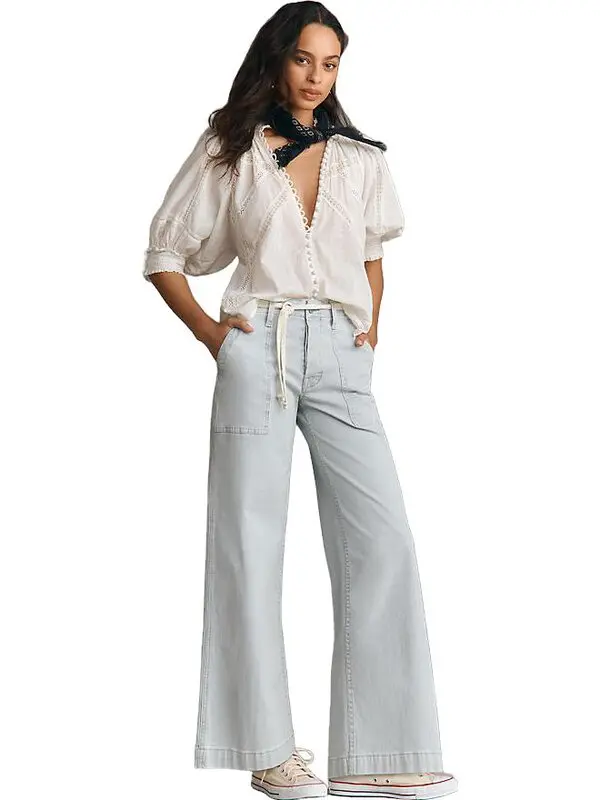 MOTHER Spinner Utility High-rise Wide-leg Jeans - Shows On The Road
