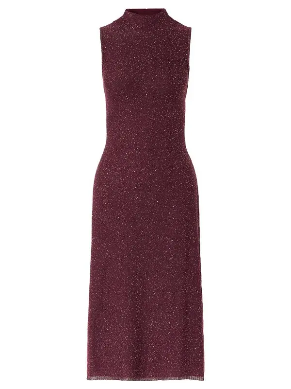 Altuzarra Marian Sequined Knitted Halterneck Midi Dress - Burgundy
