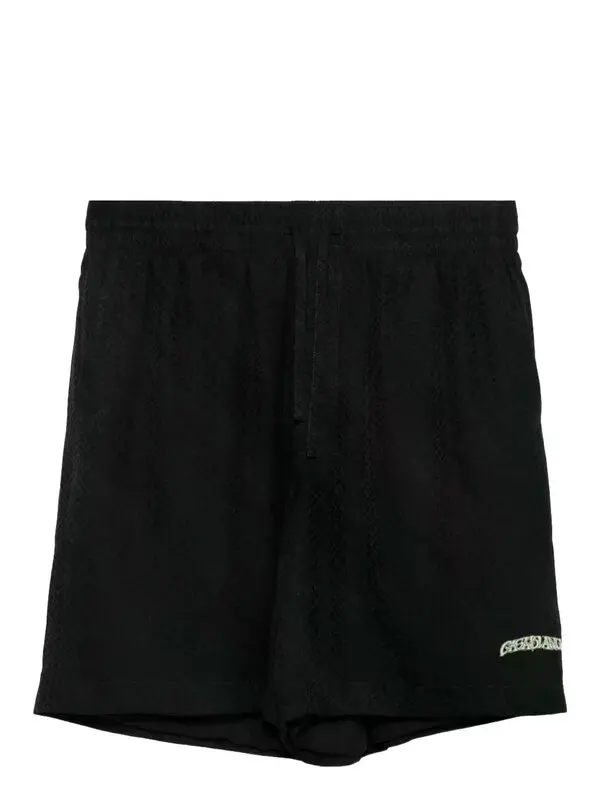 Casablanca Volcano Silk Shorts - Black