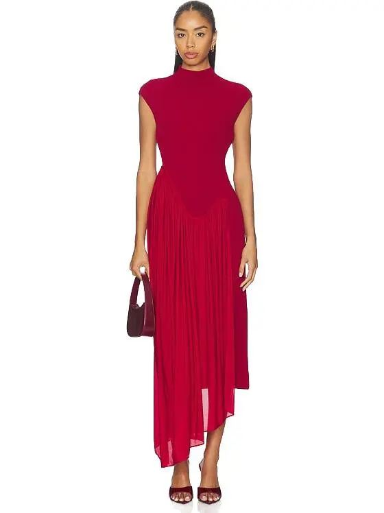 ET OCHS Francis Knit Combo Midi Dress - Lipstick Red