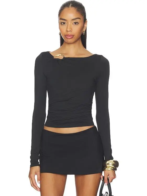 SNDYS Ashley Boat Neck Top - Black