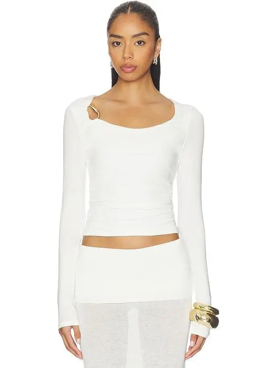 SNDYS Ashley Scoop Neck Top - White