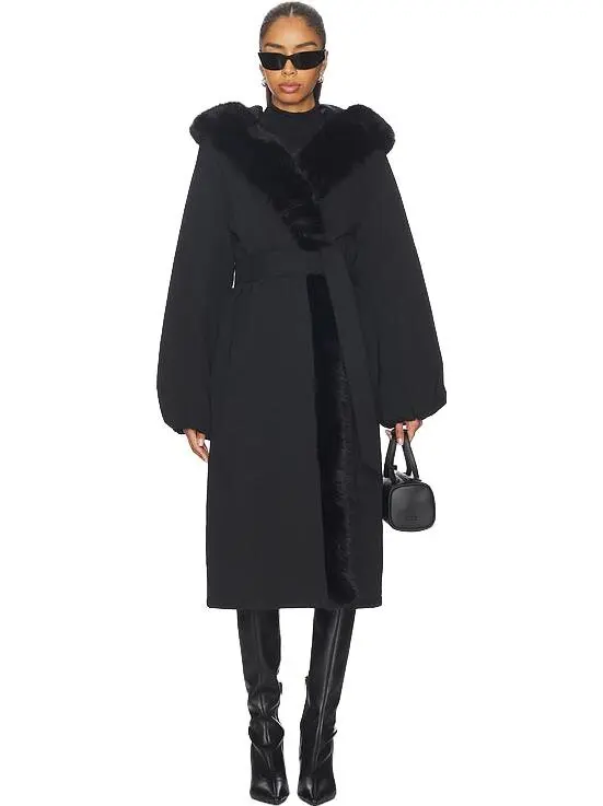 LOVERS AND FRIENDS Susanna Faux Fur Coat - Black