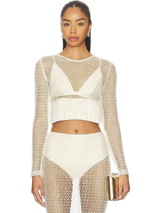 PatBO Crochet Bloom Top - Beige