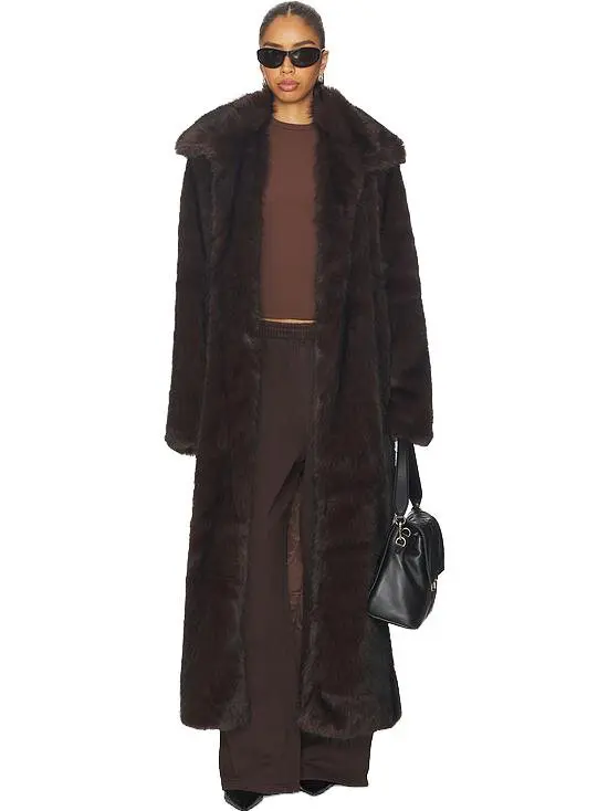 SNDYS Leila Faux Fur Coat - Chocolate