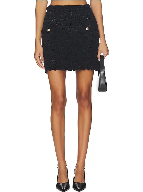 GANNI Chenille Crochet Skirt - Black