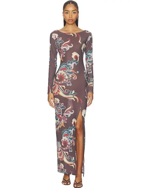 LA PORTE Payton Dress - Coffee Paisley