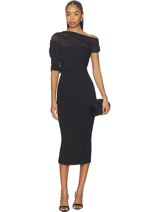 SEROYA Selma Midi Dress - Black