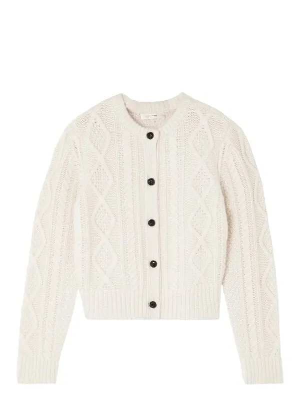 FRAME Cable-knit Cashmere Cardigan - Neutrals