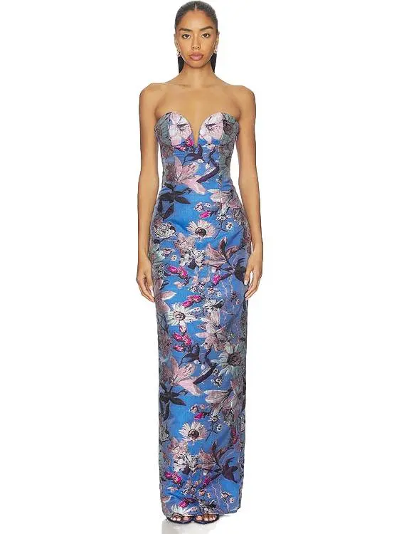 Katie May Ursula Gown - Denim Floral