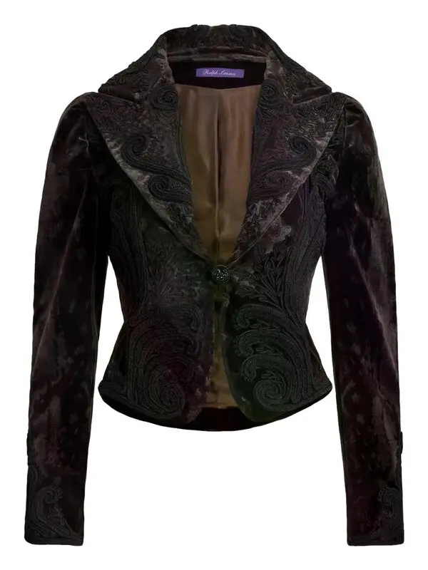 Ralph Lauren Embroidered Velvet Blazer - Brown