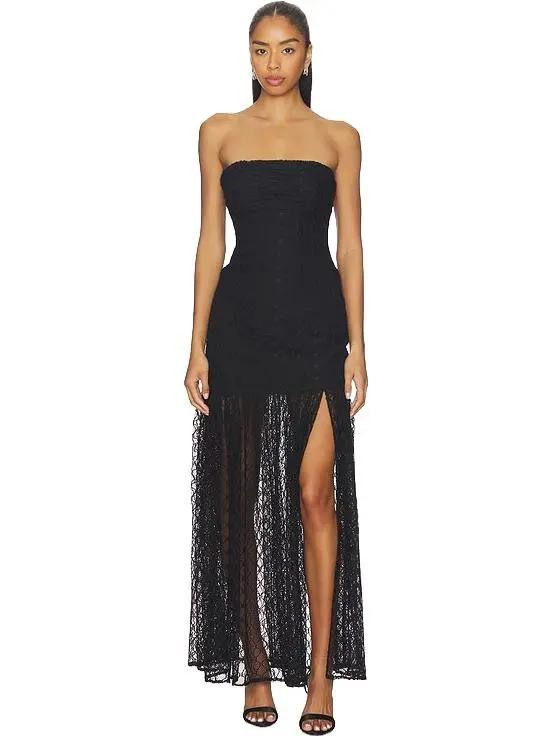 NICHOLAS Kairo Strapless Lace Maxi Dress - Black