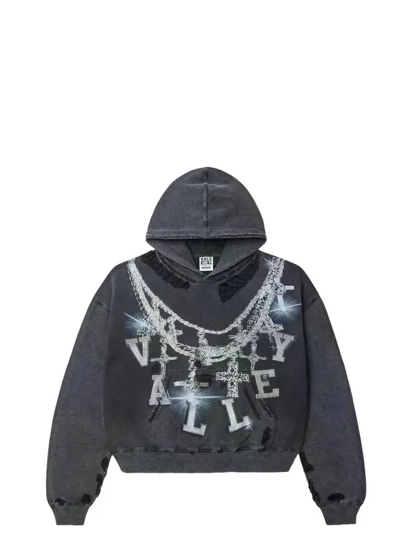 VALE FOREVER Chain Print Hoodie - Grey