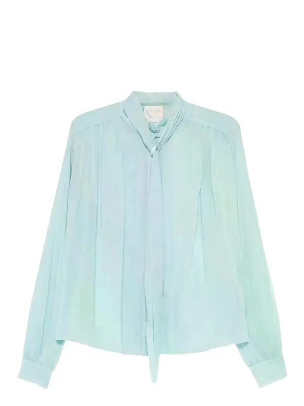 FORTE_FORTE Tie-neck Long-sleeve Blouse - Blue