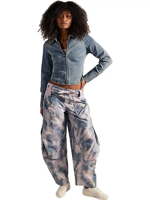 Free People Printed Parachute Pants - Bubblegum Combo