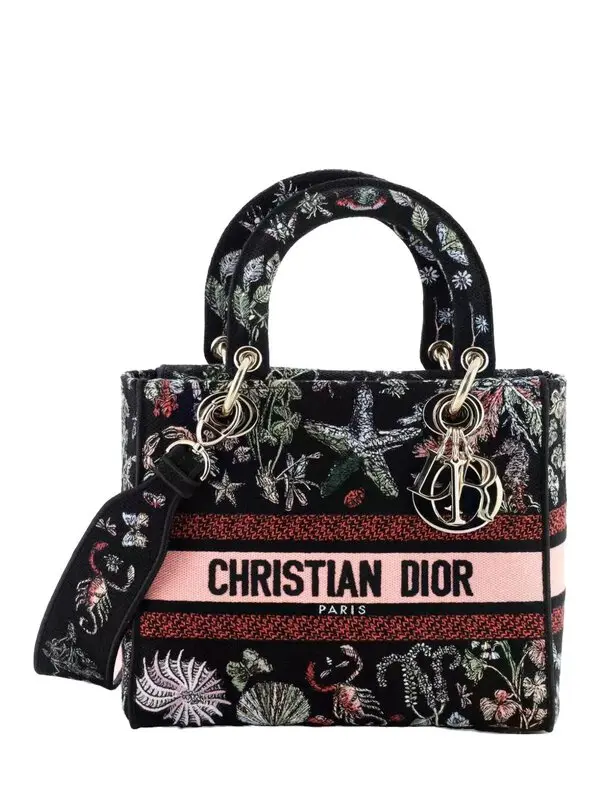 Dior Lady D-lite Embroidered Canvas Satchel - Multicolour