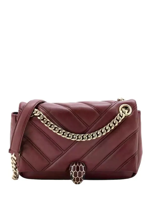 BVLGARI Serpenti Cabochon Quilted Shoulder Bag - Red