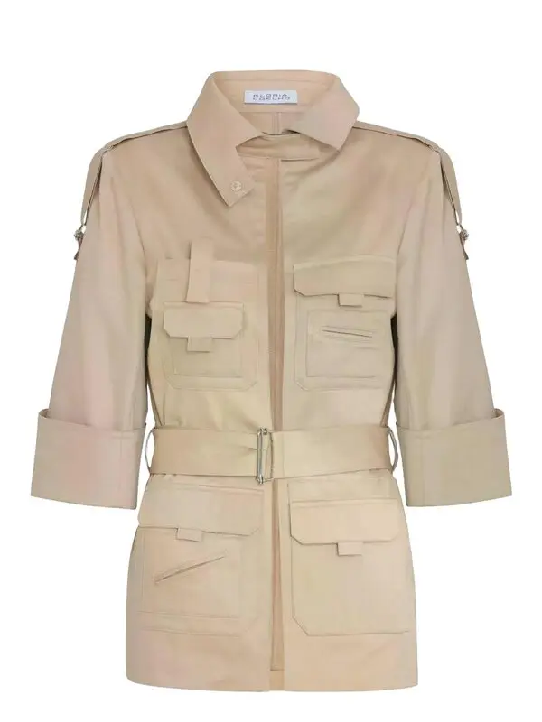 GLORIA COELHO Patch-pocket Belted Jacket - Neutrals