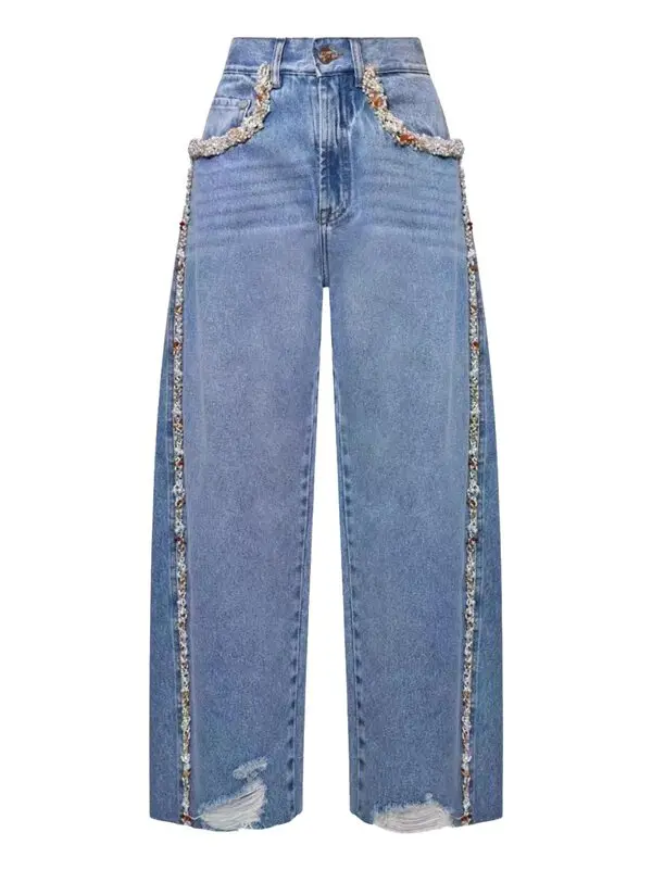 PatBO Camila Coelho Beaded Jeans - Blue