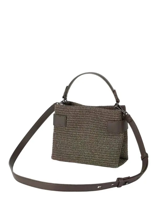 Brunello Cucinelli Small Essence Net-embroidered Tote Bag - Brown