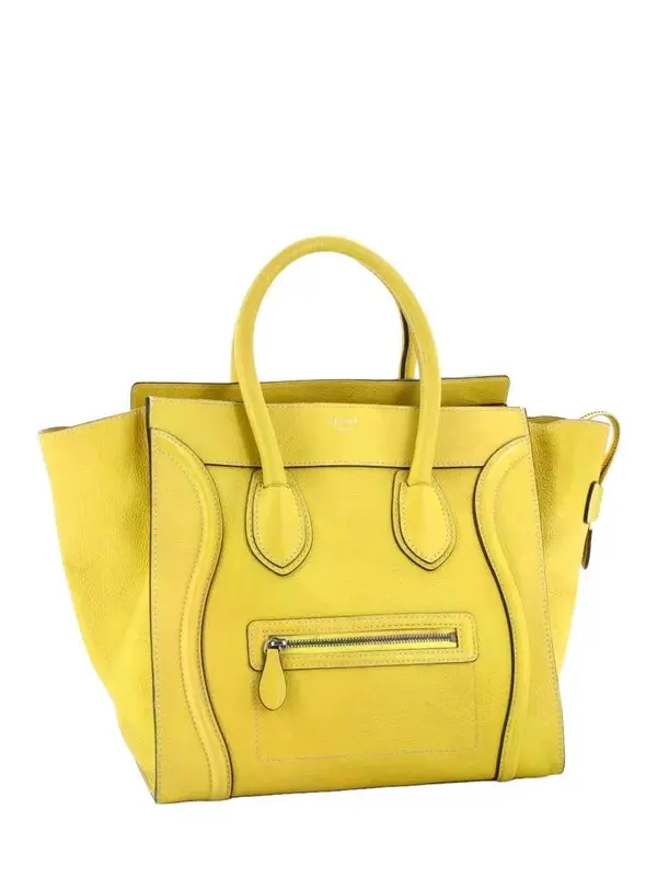 Celine Luggage Bag Grainy Leather Mini Tote Bag - Yellow